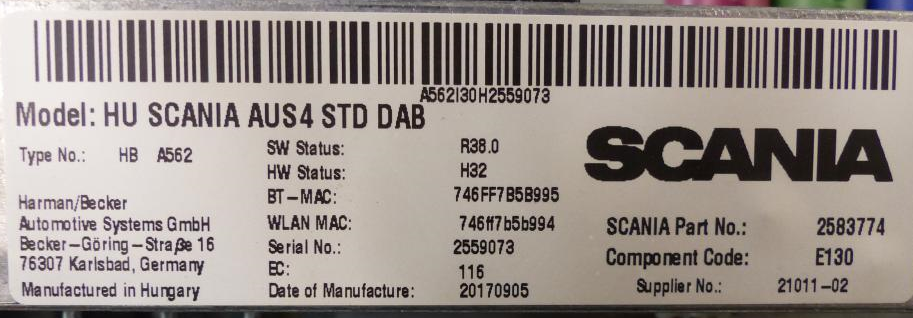 Decodari Casetofoane Auto Scania radio,navigatii aflare cod PIN